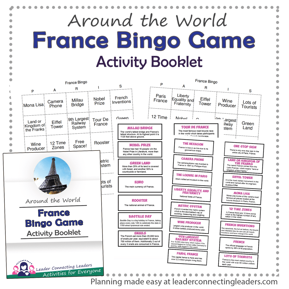 France Fun Fact Bingo Game – Leader Connecting Leaders