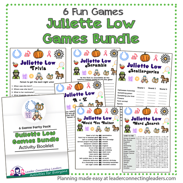 Juliette Gordon Low Bundle Party Pack with 6 games Activity Booklet ...