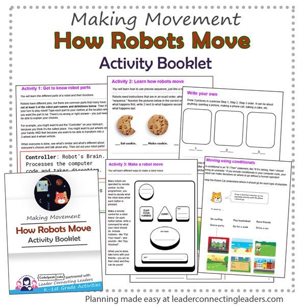 How Robots Move Activity Booklet | K – 1st Grade – Leader Connecting ...