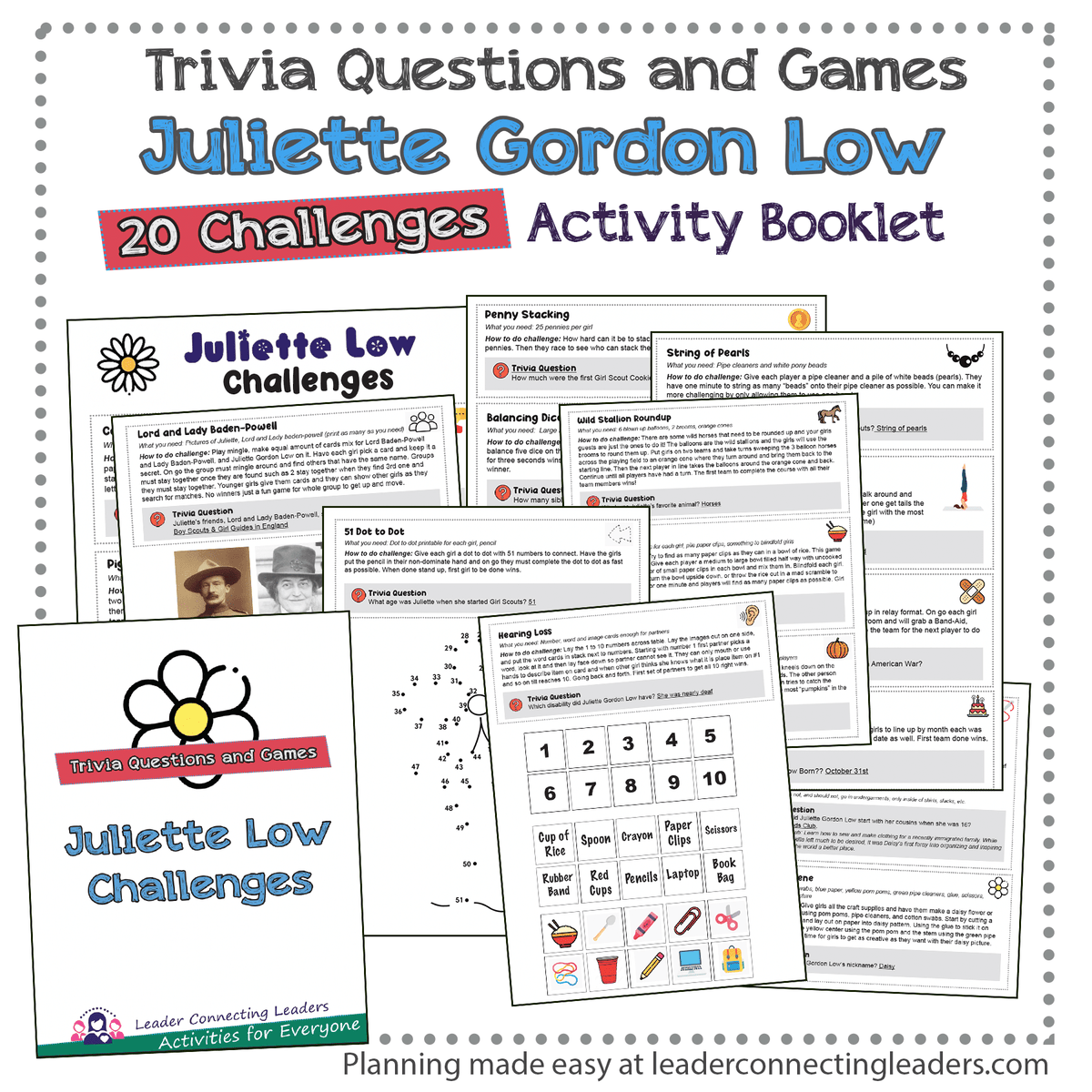 Juliette Gordon Low 20 Fun Trivia and Game Challenges Activity Booklet ...
